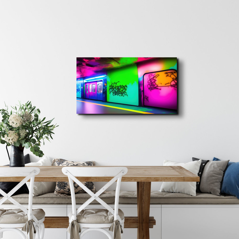 ATX Art Group LLC Subway Neon Graffiti Builtin Pop Art On Canvas, PAF-GWC-782_sub - Wayfair Canada